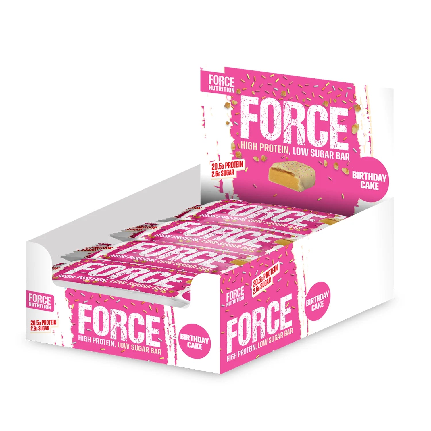 Force Nutrition Birthday Cake Protein bar 65g - Case of 12 [Best Befor