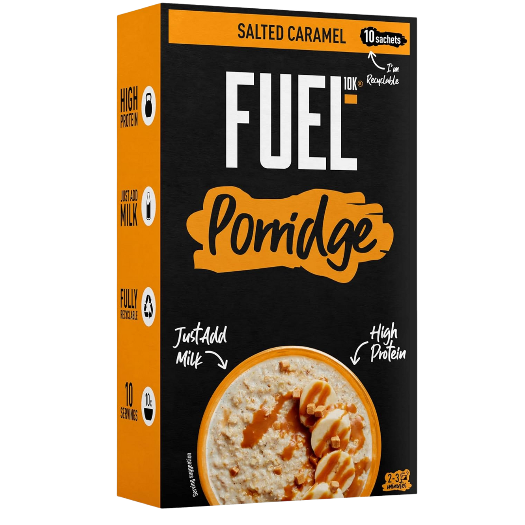 Fuel10k Salted Caramel Porridge Sachets - 10 x 36g Sachets [Best Befor