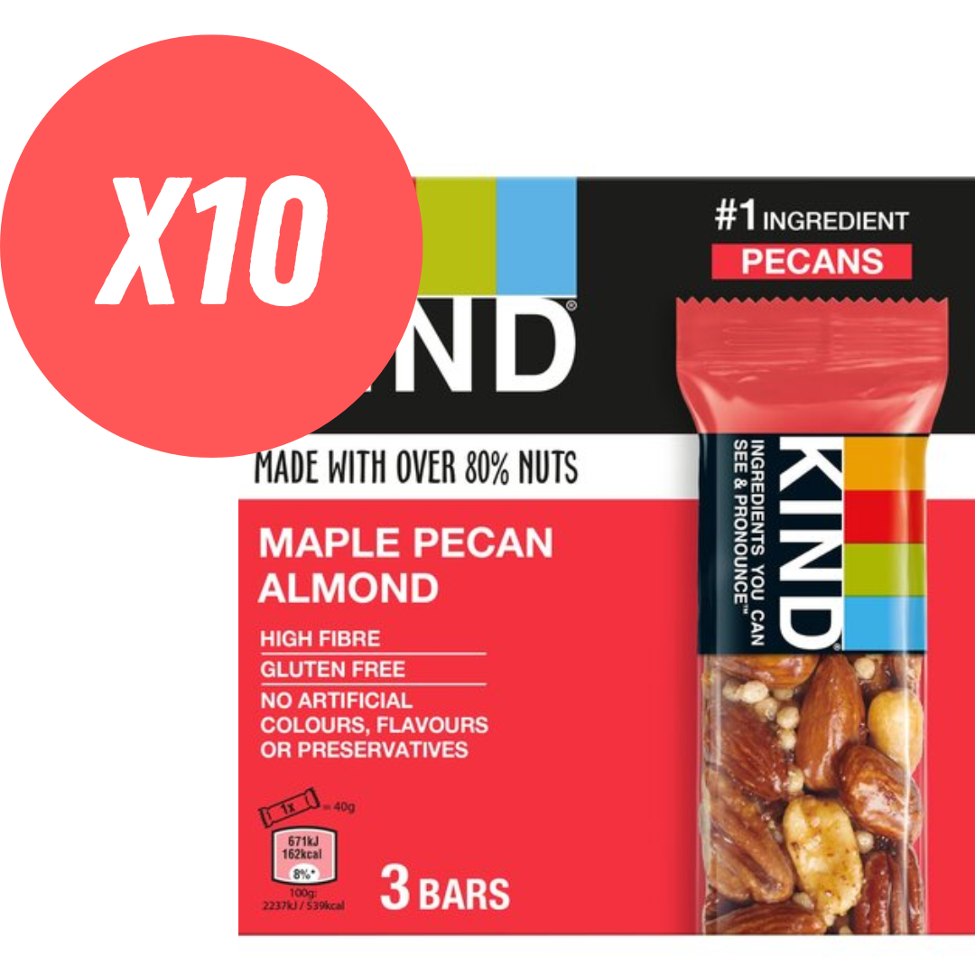 KIND Maple Pecan Almond Nut bar (3 x 30g multipack) - Case of 10 [30 b