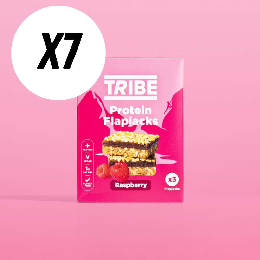 Tribe Raspberry Protein Flapjacks (3 x 38g Multipack) - Case of 7 ...