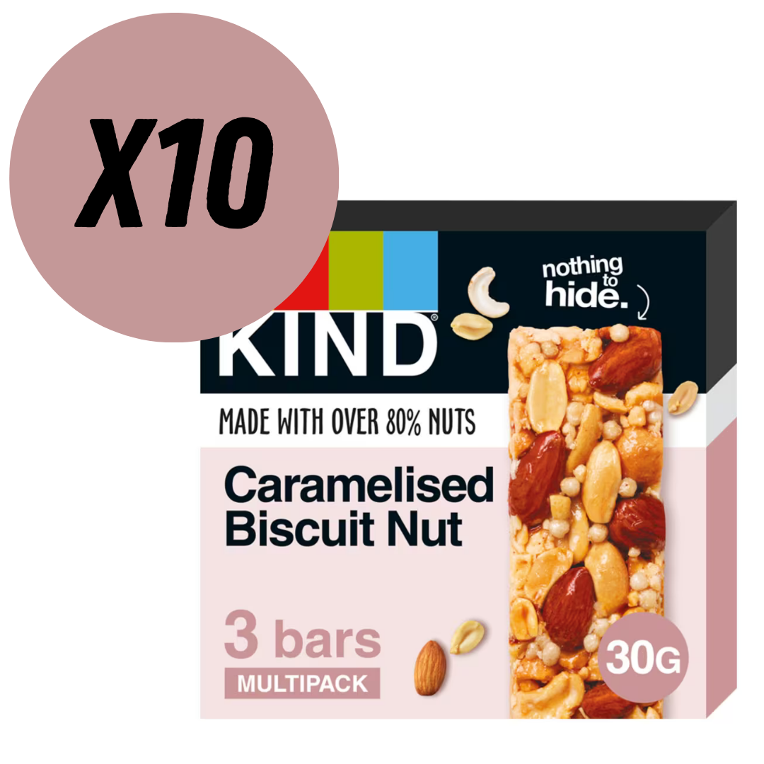 KIND Caramelised Biscuit Nut Multipack (3 x 30g bars) - Case of 10