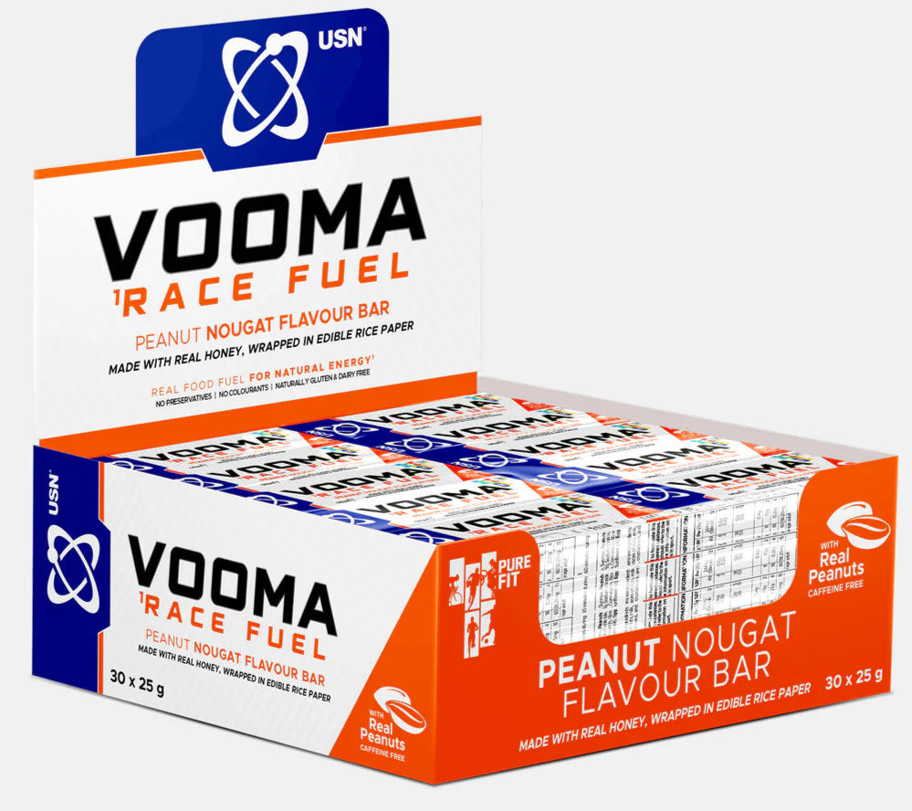 USN Vooma Race Fuel Energy bars Peanut Nougat flavour 25g - Case of 30